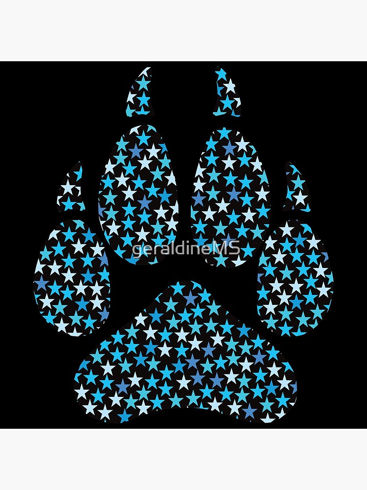 "Blue Stars Wolf Paw - Black Background" Poster for Sale by geraldineMS ...