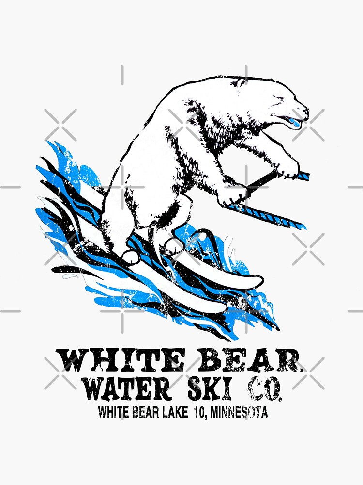 "White Bear Water Ski" Sticker for Sale by Retrorockit | Redbubble