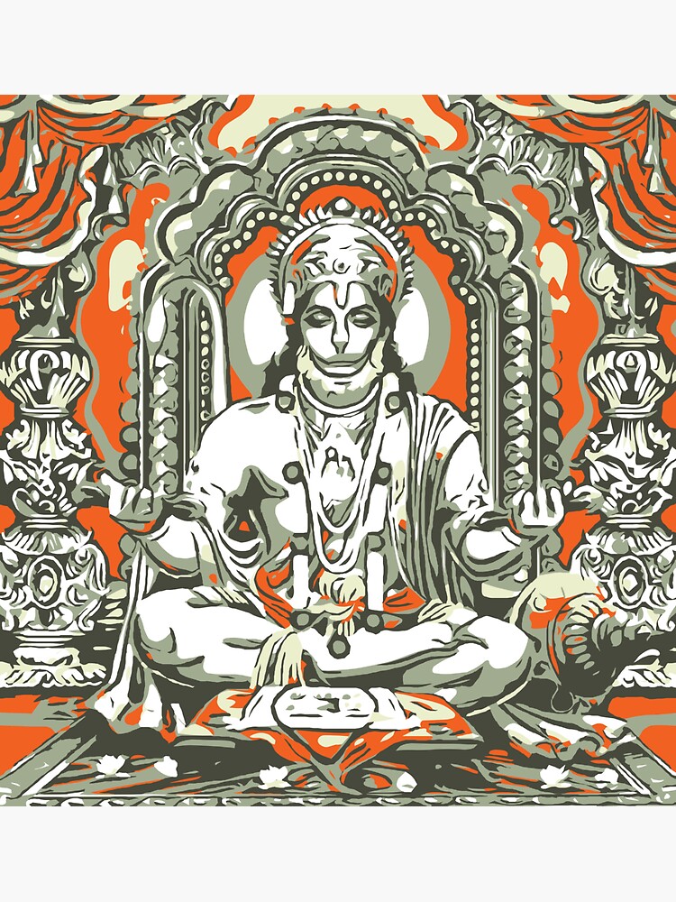 "Hanuman Chanting Praises of Lord Rama" Sticker for Sale by YogiDevaDas ...