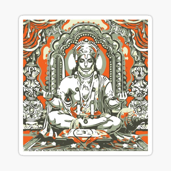 "Hanuman Chanting Praises of Lord Rama" Sticker for Sale by YogiDevaDas ...