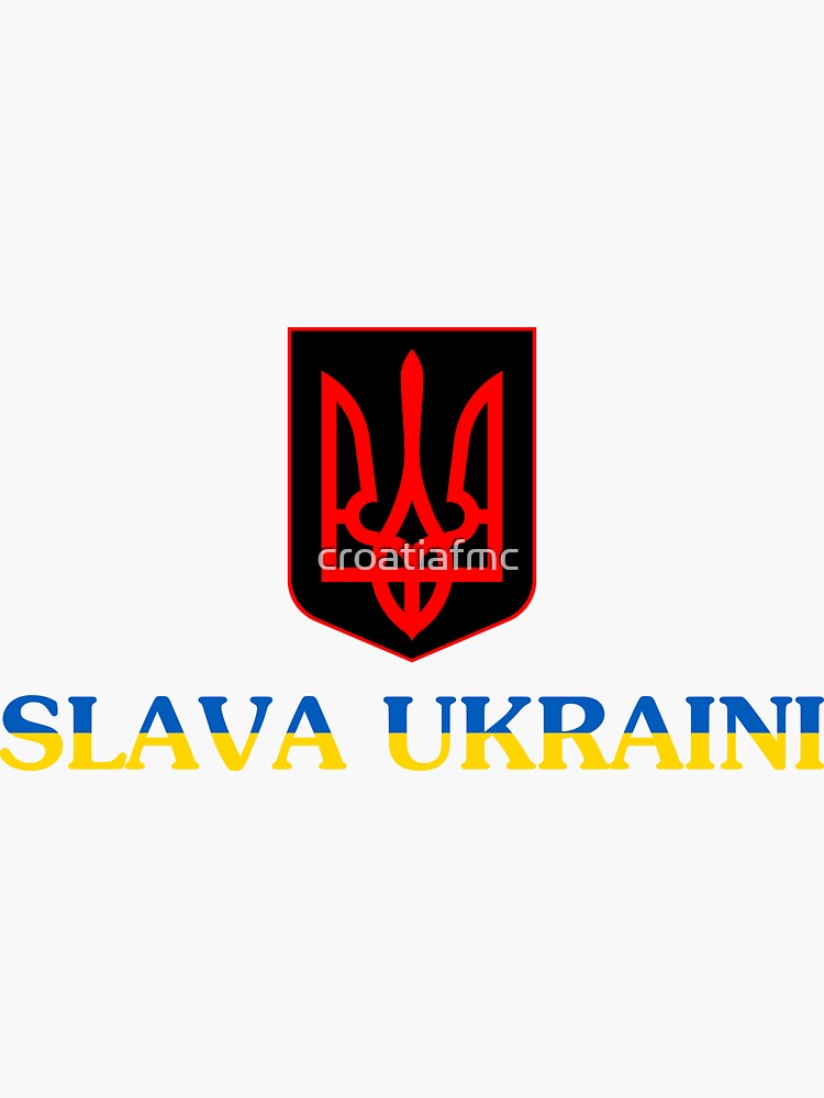 "Slava Ukraini dark black red " Sticker by croatiafmc | Redbubble