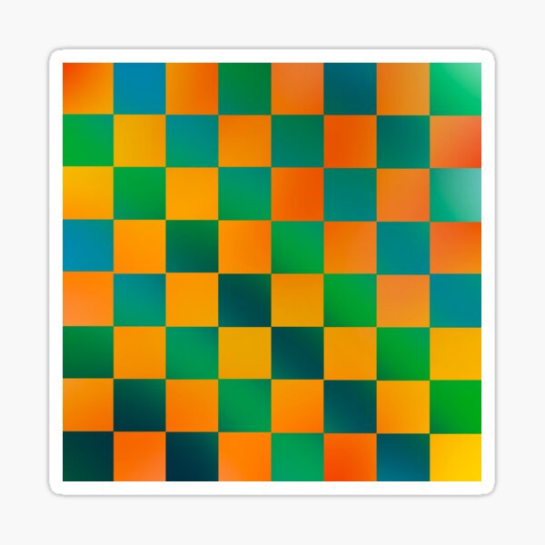 "Fire and Ice Checkerboard pattern, blue and orange gradients" Sticker ...