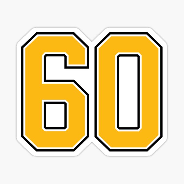 "Yellow Number 60 lucky sports jersey sixty" Sticker by HeavyStyle ...