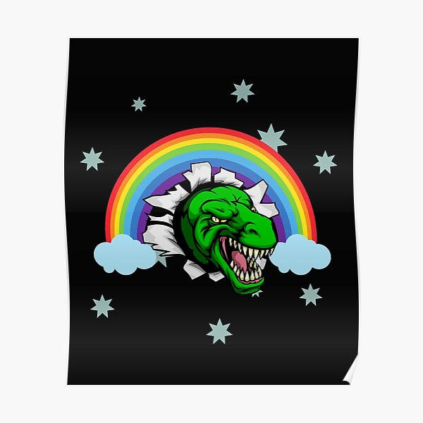 " Unicorn Riding T Rex" Poster for Sale by geldimbile | Redbubble