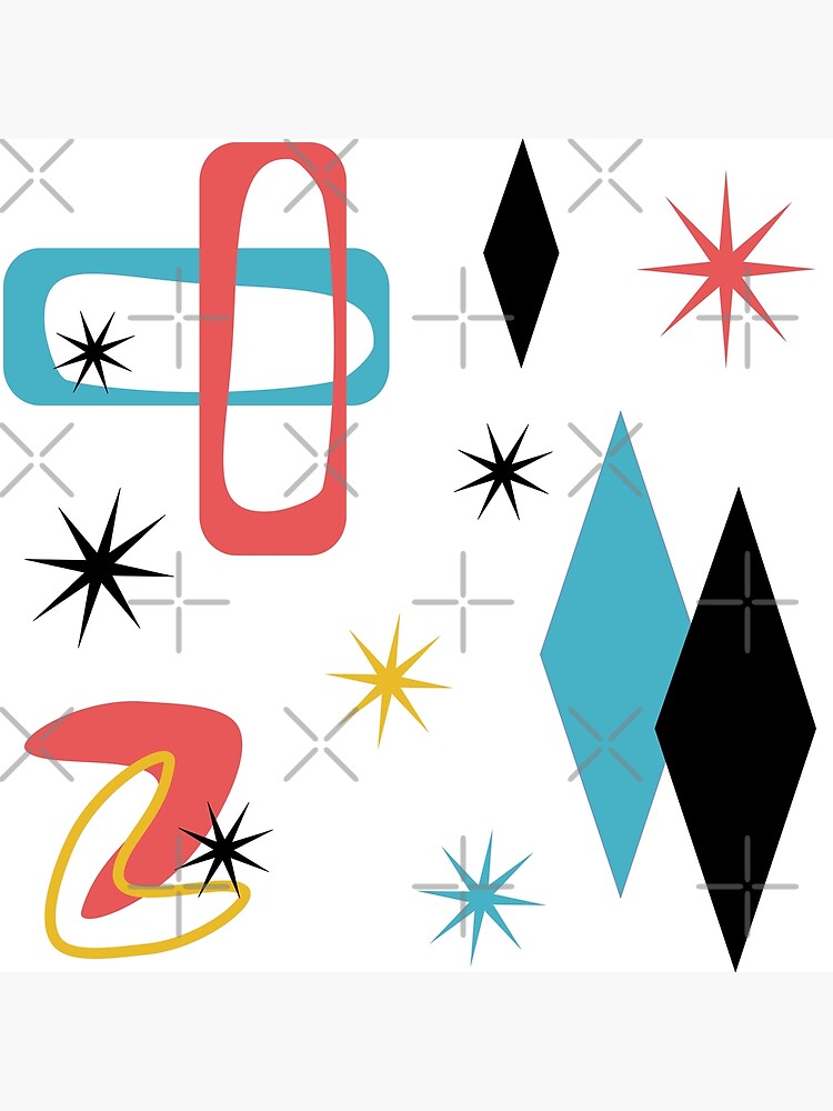 "Mid Century Modern Atomic Era Pattern Stars Diamonds Boomerangs ...