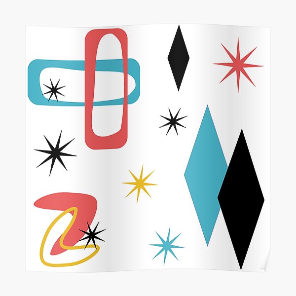 "Mid Century Modern Atomic Era Pattern Stars Diamonds Boomerangs ...