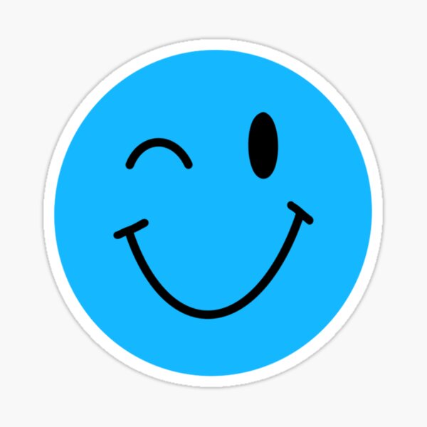 "blue winky face" Sticker by aliciahelbock | Redbubble