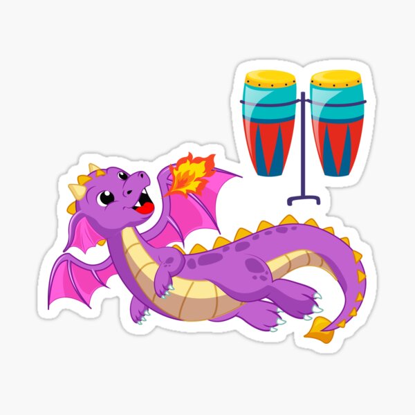 "Dragon Playing Conga Drum ,Funny Good Dragon Congo Drum Lovers Purple ...