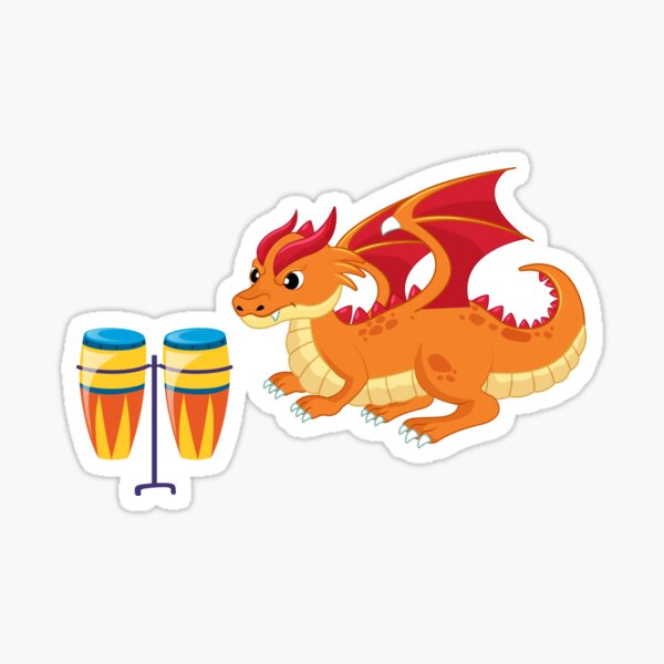 "Dragon Playing Conga Drum ,Funny Good Dragon Congo Drum Lovers Orange ...