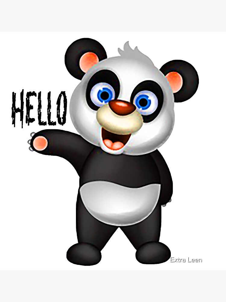 "cute panda cartoon presenting vector saying hello" Poster for Sale by ...