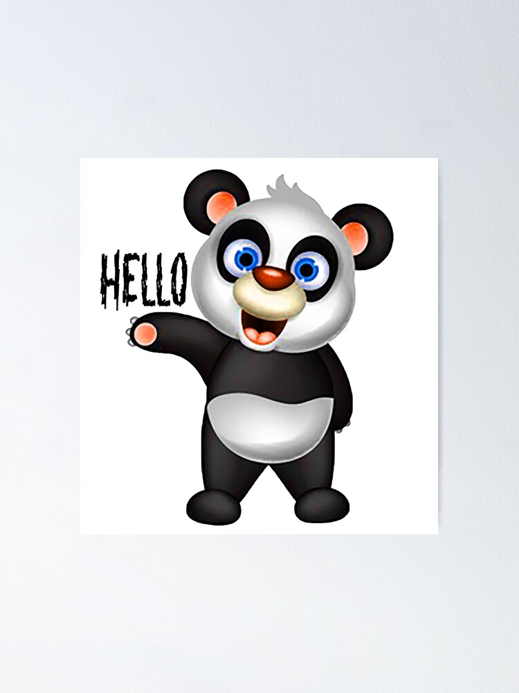 "cute panda cartoon presenting vector saying hello" Poster for Sale by ...