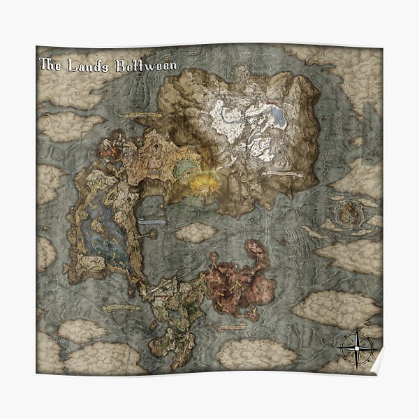 Poster « Carte Elden Ring (terres entre) », par Mr-Zero | Redbubble