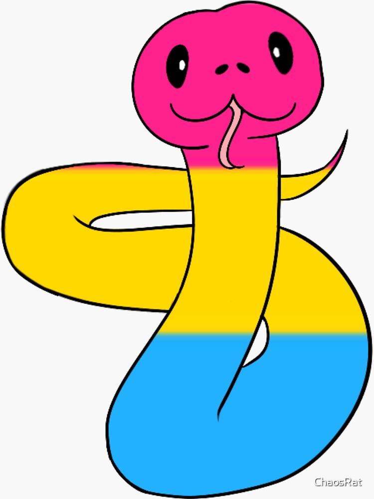 "Pansexual Pride Snake" Sticker by ChaosRat | Redbubble