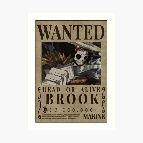 "Brook Wanted Poster One Piece" Art Print for Sale by OnePieceWanted ...