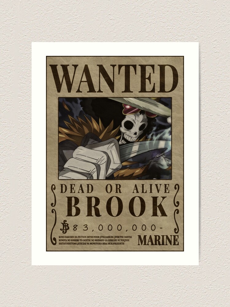 "Brook Wanted Poster One Piece" Art Print for Sale by OnePieceWanted ...