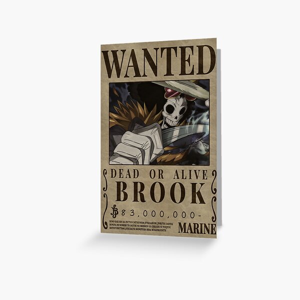 "Brook Wanted Poster One Piece" Greeting Card for Sale by One Piece ...
