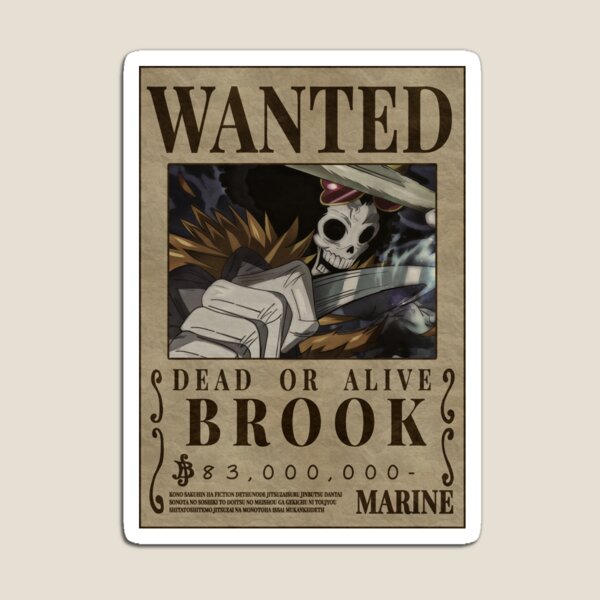 "Brook Wanted Poster One Piece" Magnet for Sale by One Piece Bounty ...