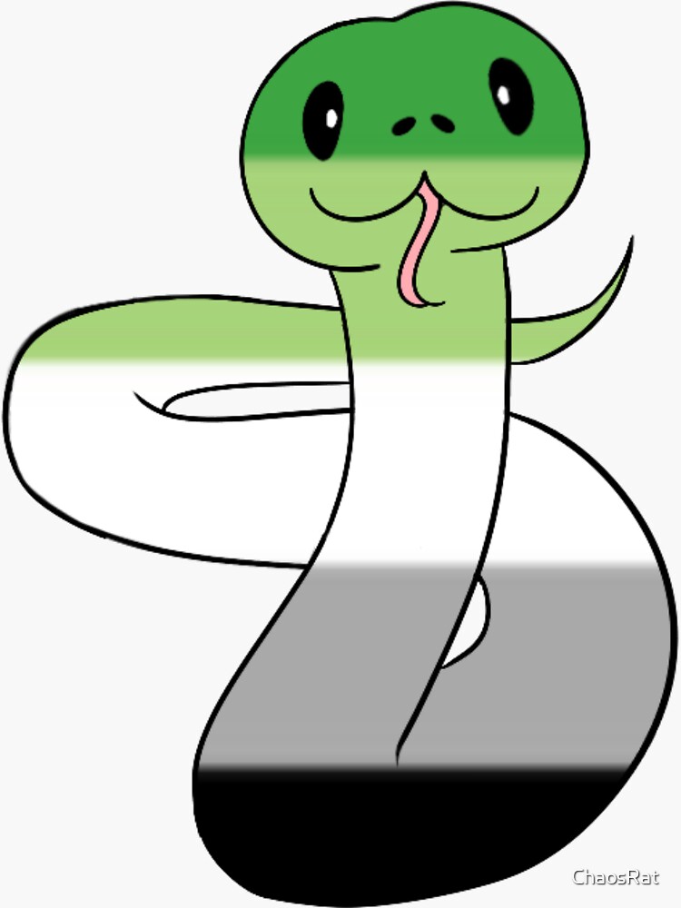 "Aromantic Pride Snake" Sticker by ChaosRat | Redbubble