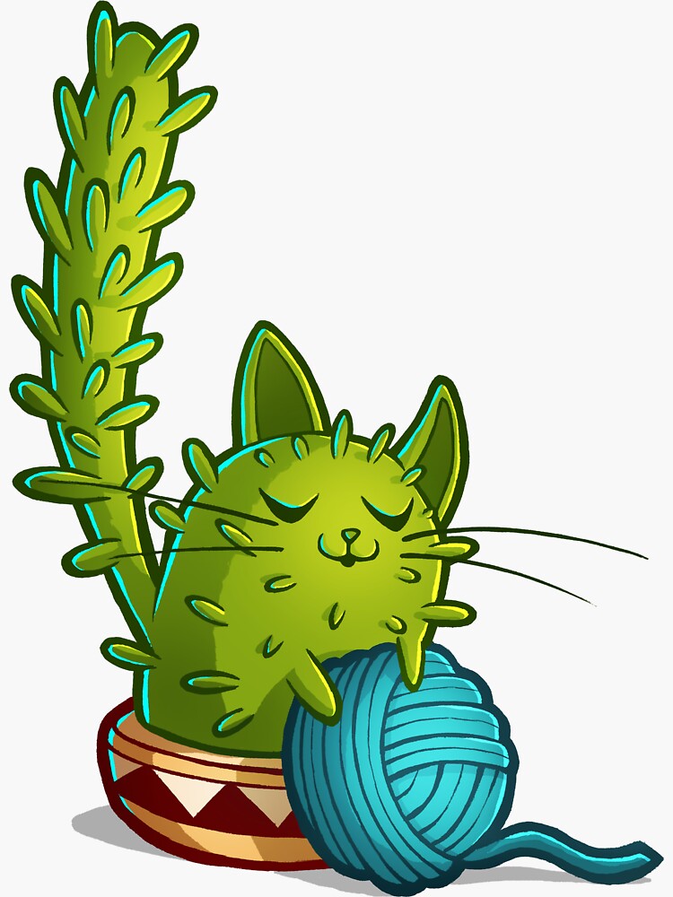 "Cat-tus love's to play" Sticker for Sale by RemcoBakker | Redbubble