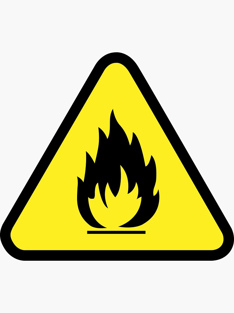 "Flammable Caution Sign" Sticker for Sale by simbamerch | Redbubble