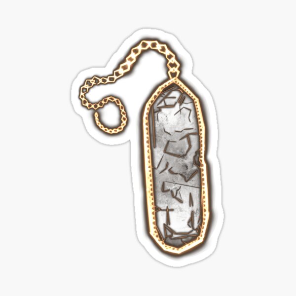 "long spiral chain gold crystal pendant " Sticker for Sale by succy ...