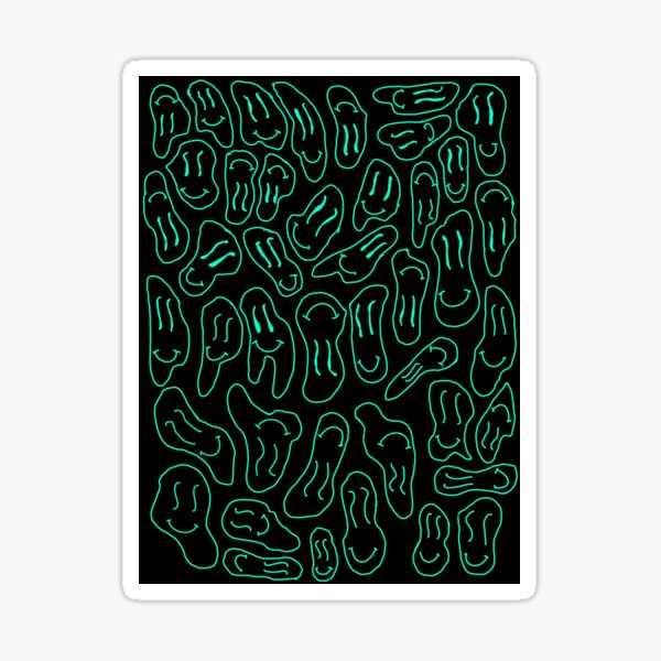 "Neon Green Smiley Faces" Sticker by Nataliedezigns | Redbubble