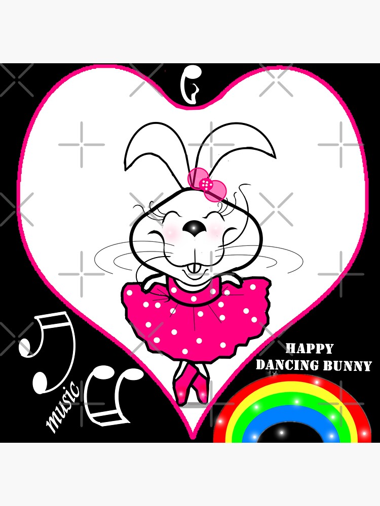 "Happy dancing bunny " Sticker by shirleycutecard | Redbubble