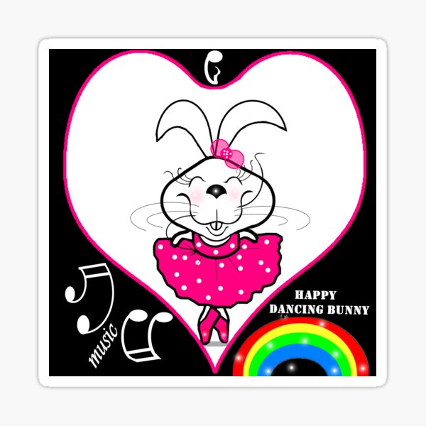 "Happy dancing bunny " Sticker by shirleycutecard | Redbubble