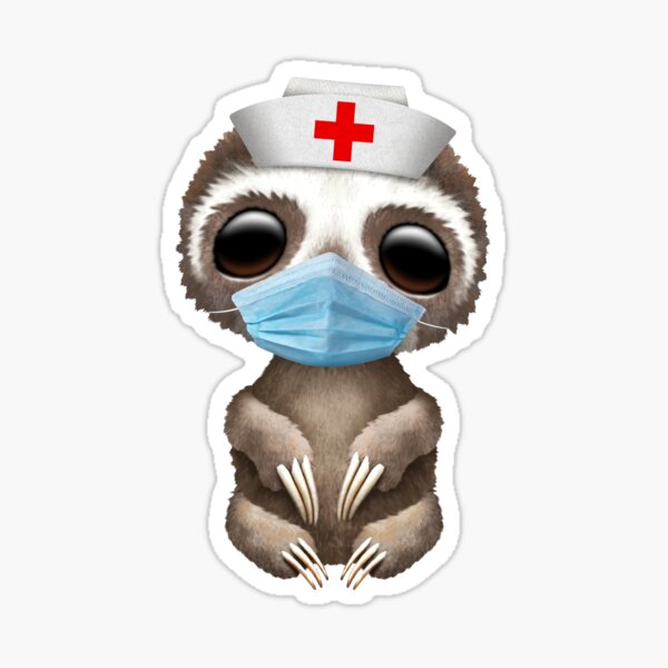 "Cute Baby Sloth Nurse" Sticker for Sale by JeffBartels | Redbubble