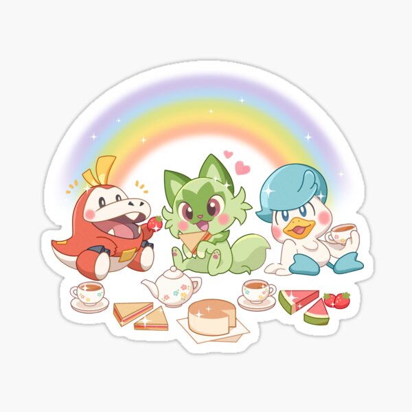 "Quaxly Starters Tea Party" Sticker by FolooBobby | Redbubble