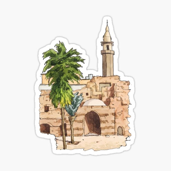 "Aqaba’s fortress in Jordan watercolor sketch painting" Sticker by ...