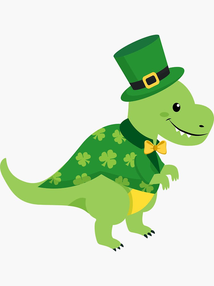 "St Patrick's Day Dinosaur" Sticker by strawberryskyst | Redbubble
