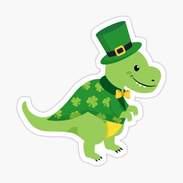 "St Patrick's Day Dinosaur" Sticker by strawberryskyst | Redbubble
