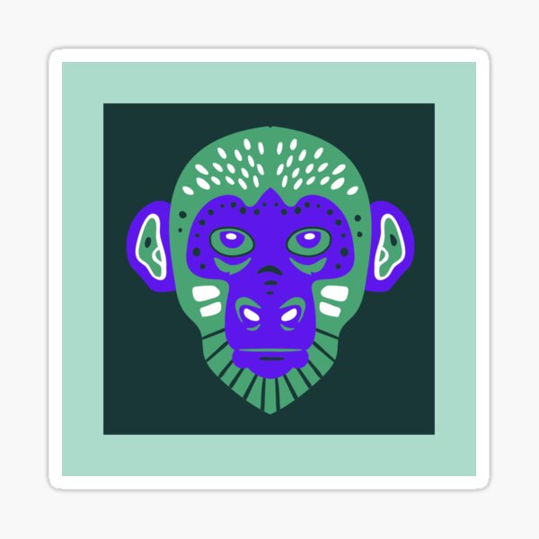 "monkey trippy face " Sticker by Cinemamu | Redbubble