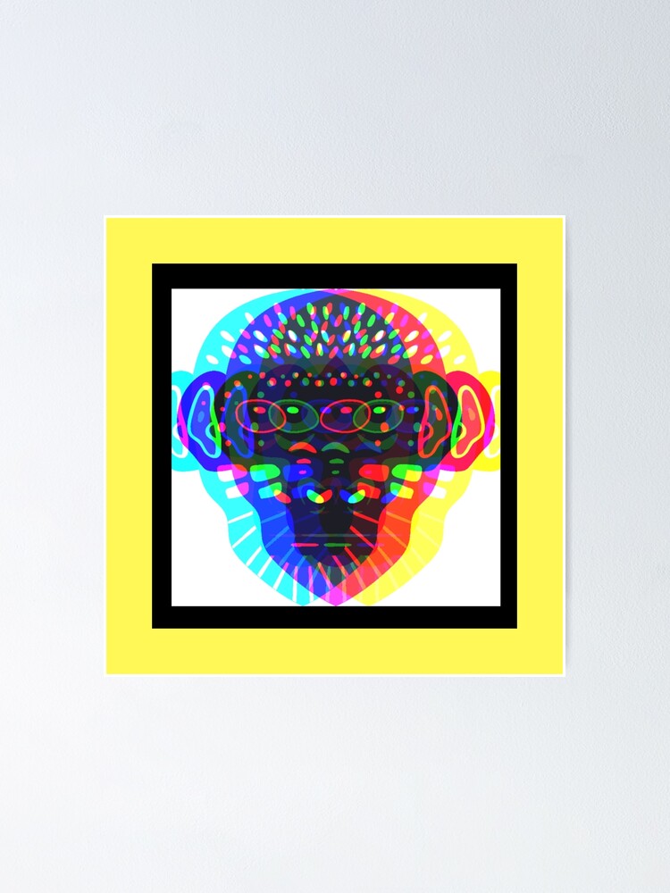 "monkey trippy face " Poster for Sale by Cinemamu | Redbubble