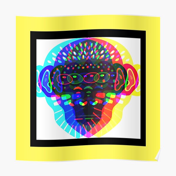 "monkey trippy face " Poster for Sale by Cinemamu | Redbubble