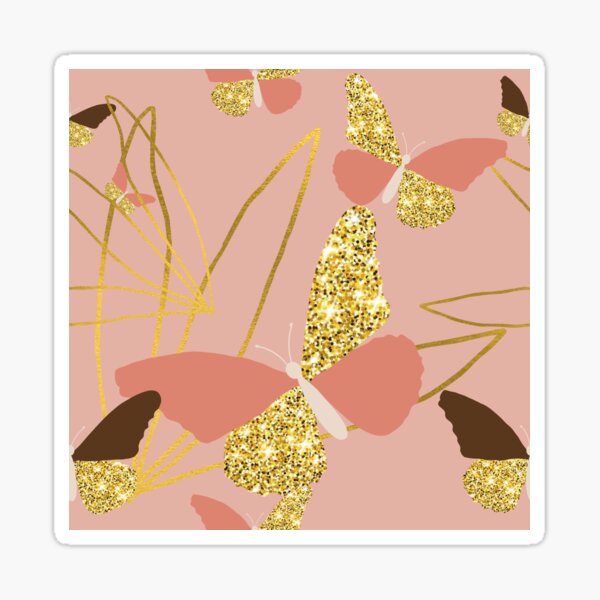 "Abstract Butterflies Flush Antique Gold Fabric Set 3/6 Sarah Bask ...