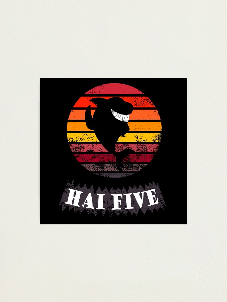 Lámina fotográfica «Shark High Five o en este caso: ¡HAI FIVE! (Versión ...