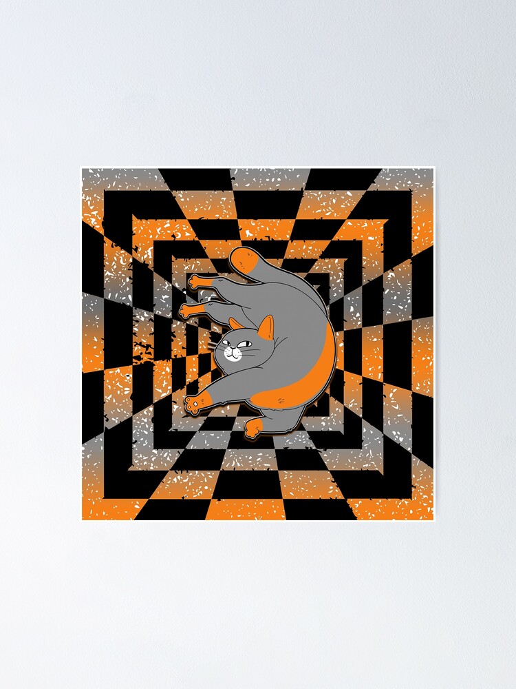 "Gradient Checkered With Cat Action Pose" Poster by PhotooTwist | Redbubble