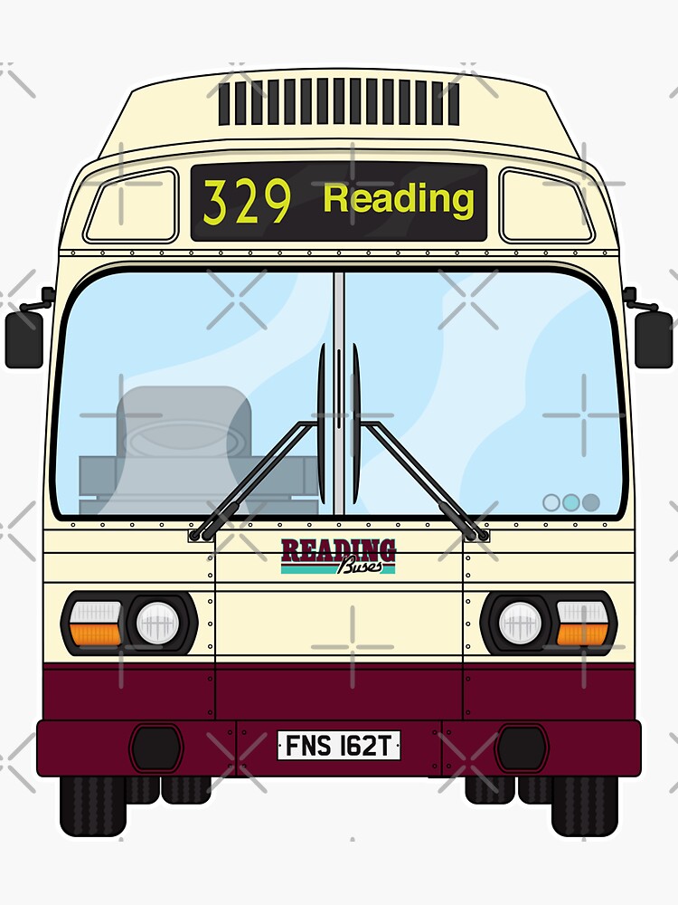 "Reading Buses Leyland National mk1 FNS162T Retro Illustration" Sticker ...