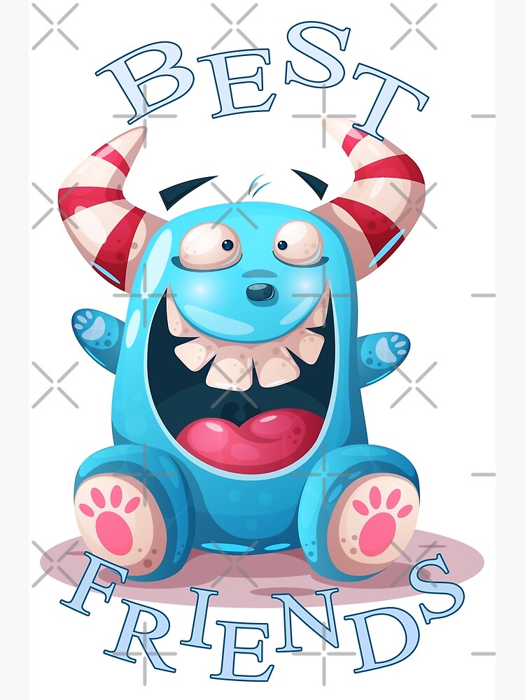 "Best Friends Monster Blue Cartoon" Poster for Sale by aventi24 | Redbubble