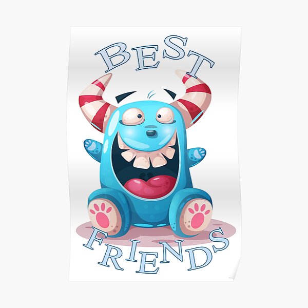 "Best Friends Monster Blue Cartoon" Poster for Sale by aventi24 | Redbubble