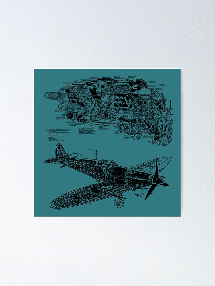 "Spitfire Merlin Engine Cutaway" Poster for Sale by OuofBusiness ...