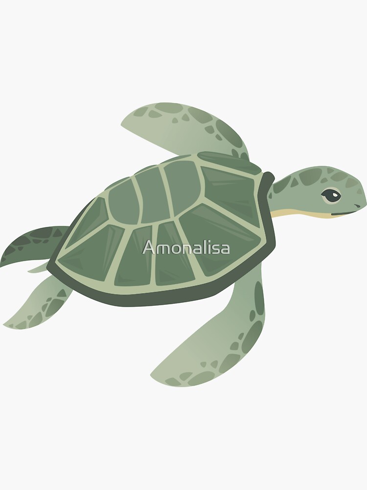 "Beautiful Green Turtle Design " Sticker by Amonalisa | Redbubble