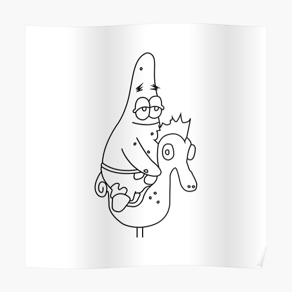 "Patrick Riding A Seahorse minimalist" Poster for Sale by ...