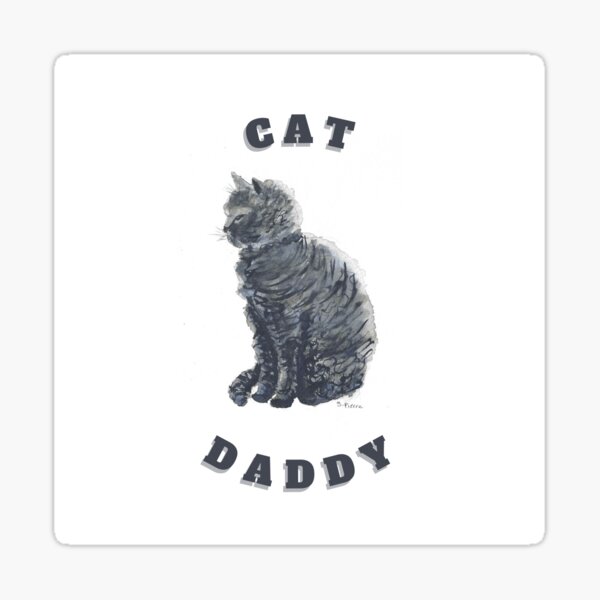 "Cute 'Cat Daddy' Watercolour Moody Grey Tabby Cat" Sticker by ...