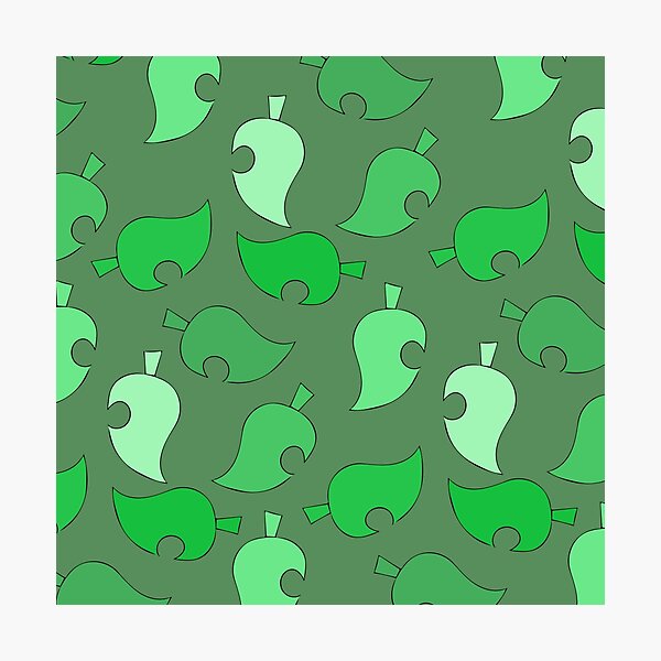 "Animal Crossing Leaves Green Background" Photographic Print by ...