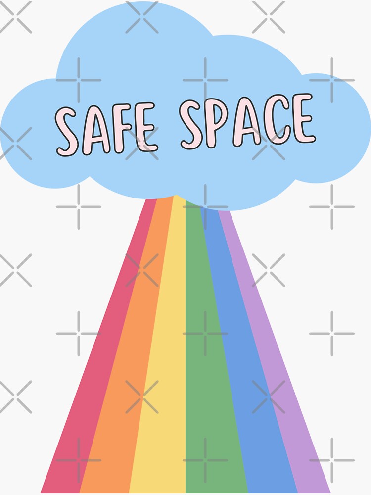 "SAFE SPACE - cloud, rainbow" Sticker for Sale by Colorful-Inspo ...