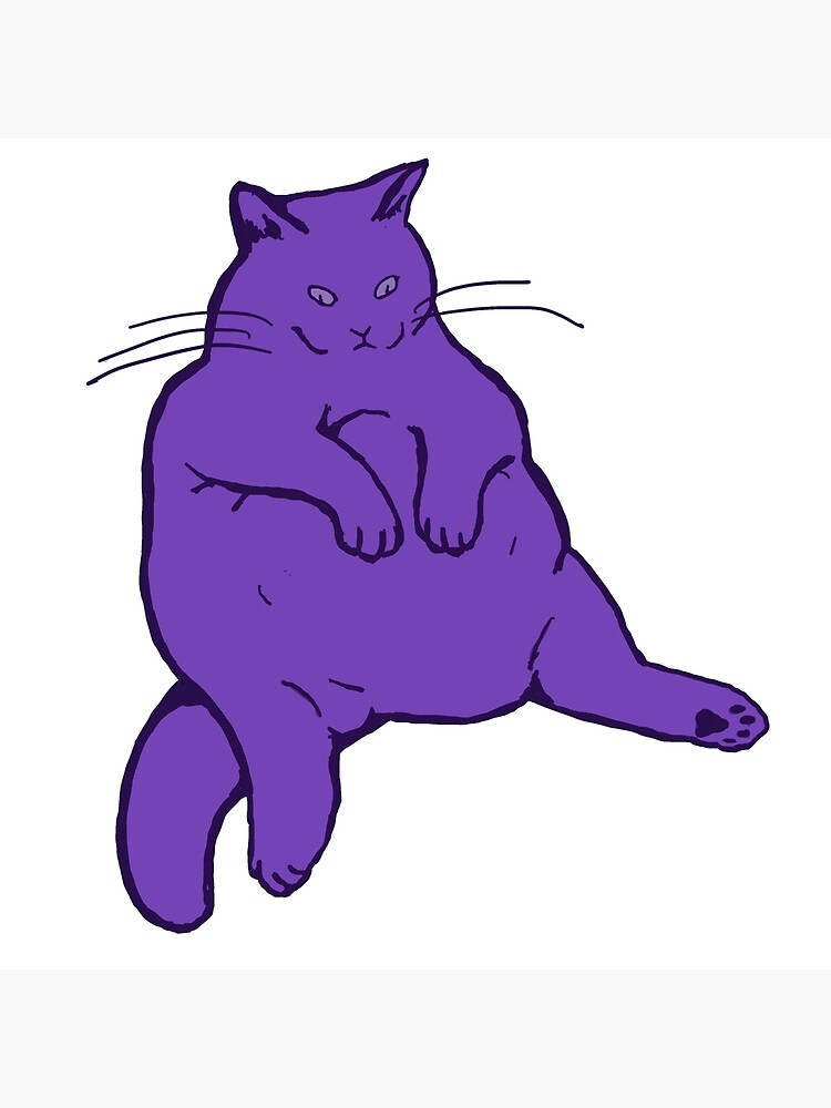 " Cute chubby chonky cat design - fat kitty in purple colour palette no ...