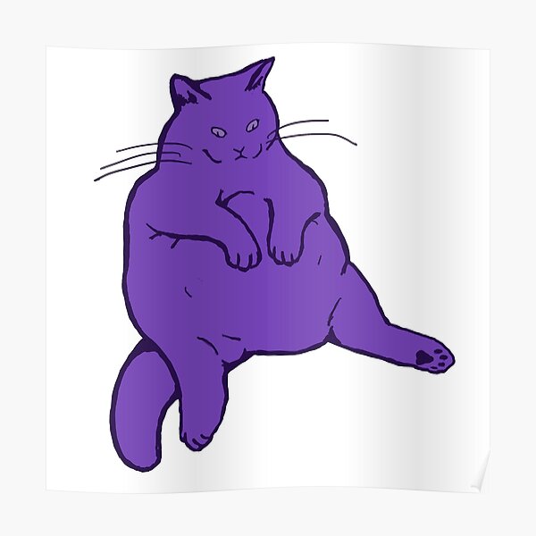 " Cute chubby chonky cat design - fat kitty in purple colour palette no ...